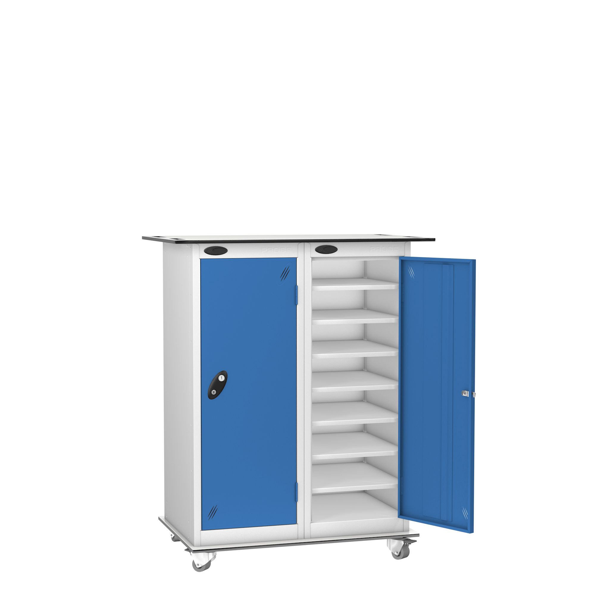 PROBE Two Door Sixteen Compartment Laptop Storage Trolley - Lockers Online